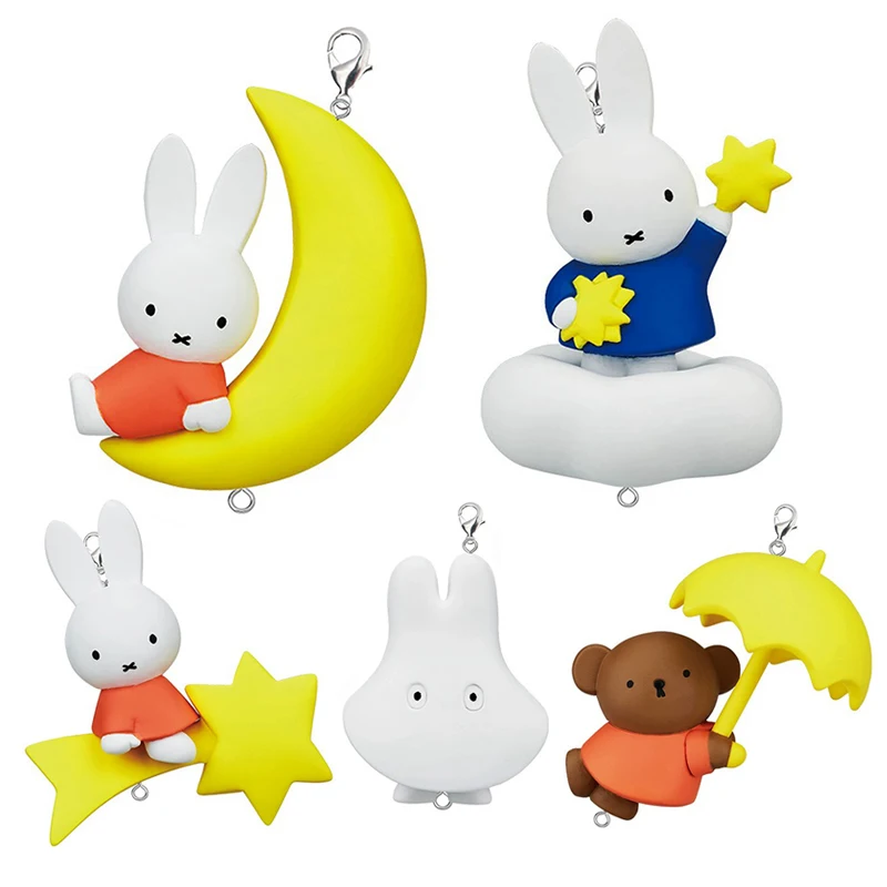 TAKARA TOMY Gashapon Toys Miffy Starry Sky Key Chain Moon Stars Clouds Rabbit Model Toys ...
