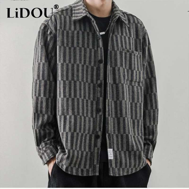 Spring Autumn Korean Fashion Vintage Casual Gentmen Outerwear Loose ...