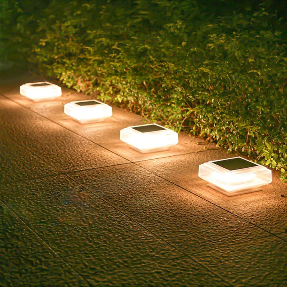 Solar-Post-Lights-Clear-Lampshade-Waterproof-Solar-Deck-Fence-Cap-Light ...