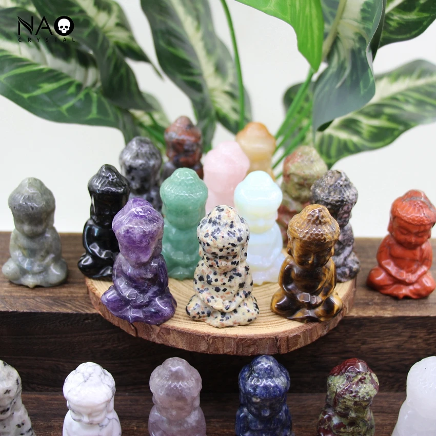 2-Healing-Crystal-Buddhas-Statue-Natural-Gemstone-Carved-Lucky-Energy ...