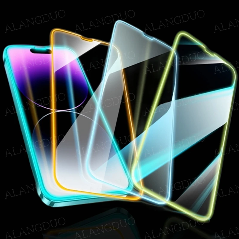 Luminous Colorful Glass for iPhone 14pro 14 13 12 mini 11 Pro max ...