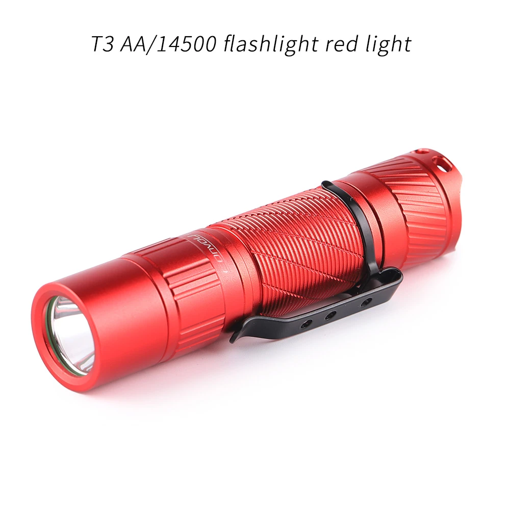 Convoy T3 flashlight ,KR CSLNM1.23 SST 20 DR red light AA 14500 ...