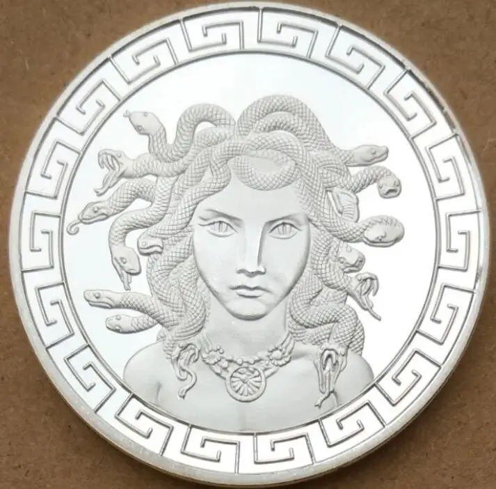 40mm Medusa Silver Plated Souvenir Medal Coin Collection - Badges ...