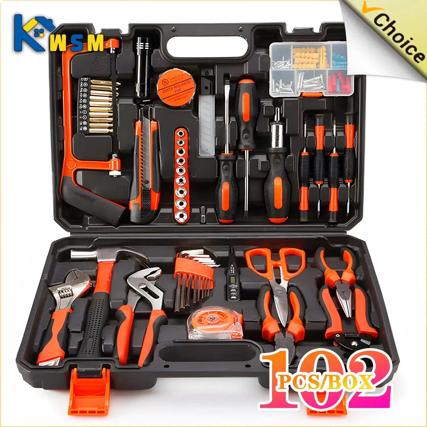 102PCS-Household-Tool-Set-Hardware-Tool-Box-Electrician-s-Hardware-Set ...