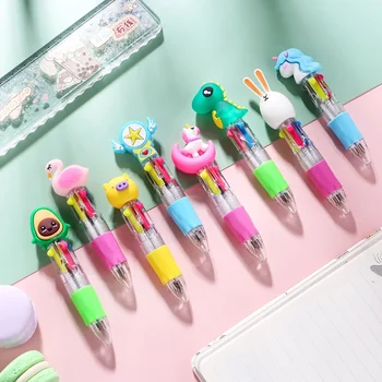 10Pcs/Lot Cute Kawaii Multicolor Mini Ballpoint Pens Cartoon 4 Color ...