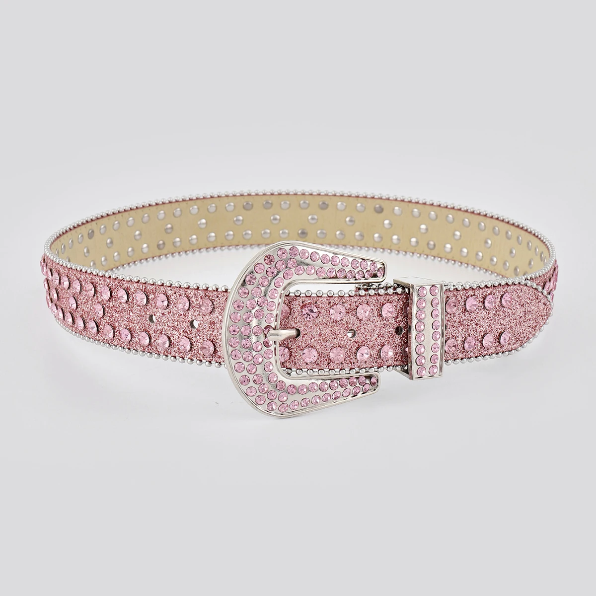 Fashion-Rhinestones-Decor-Buckle-Pink-Glitter-Strap-Western-Belts-for ...