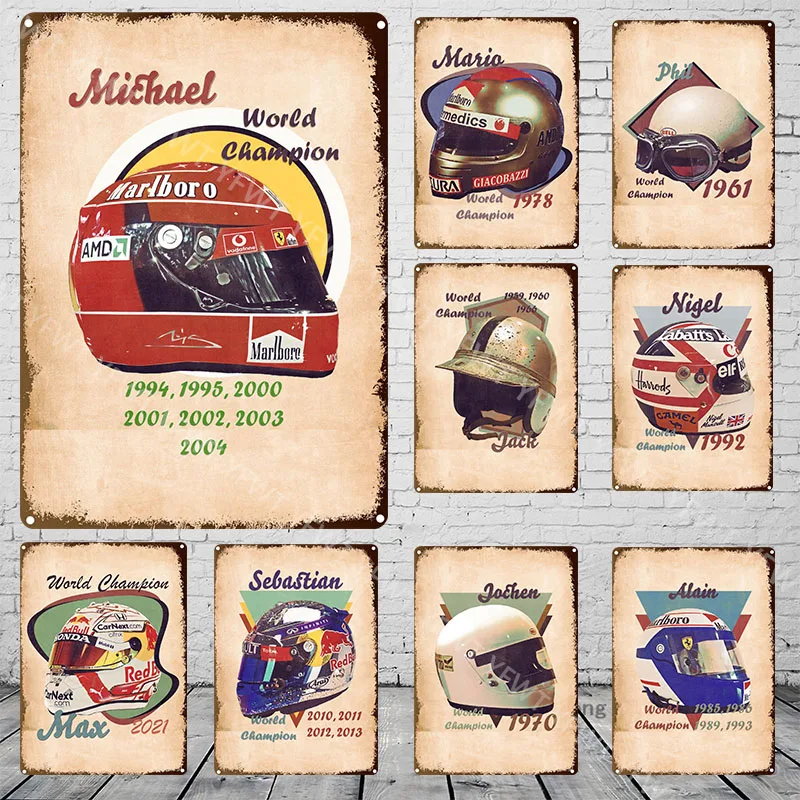 Retro-Look-Metal-Sign-Racing-Helmet-Cool-Metal-Tin-Sign-For-Living-Room ...
