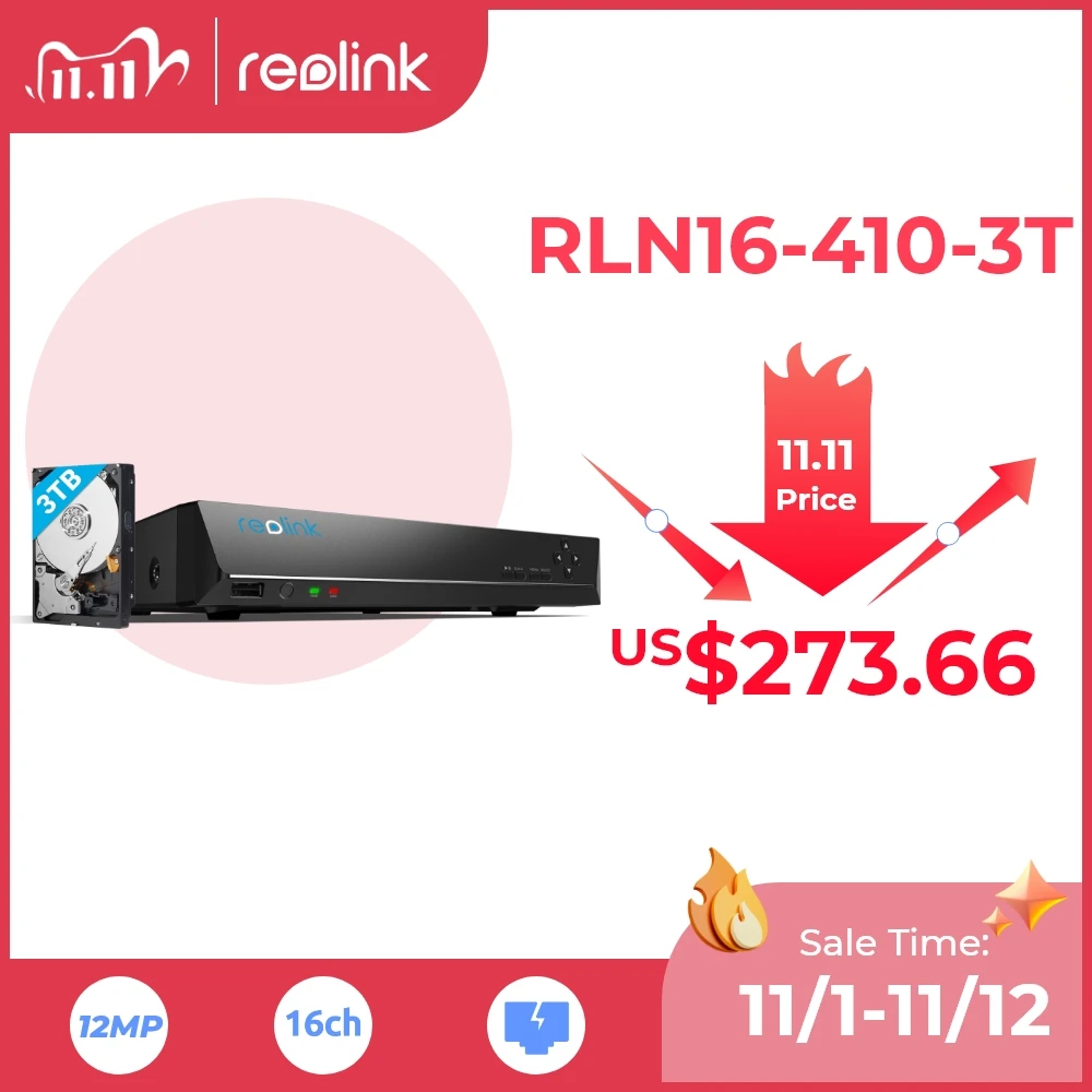 Reolink 16ch Rln16-410 12mp 4k 5mp 4mp Poe Network Video Recorder With ...