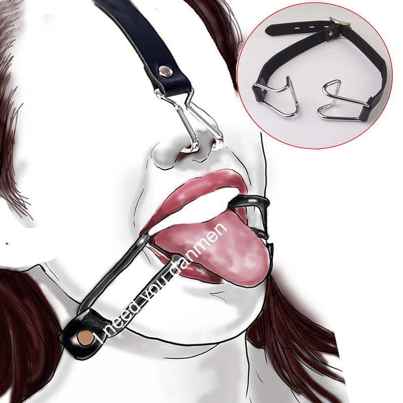 Edelstahl-Spinne-Ring-Gag-BDSM-Bondage-Nase-Mund-Haken-Treuer-Leder-Kopf-Harness-sex-Spielzeug-F.jpg