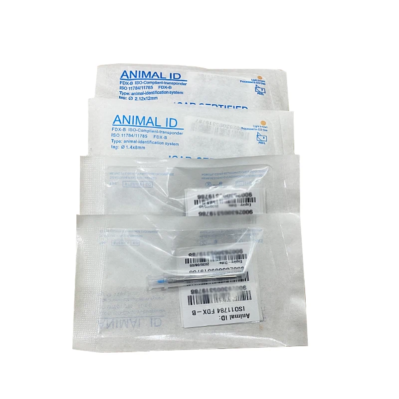 100pcs animal microchip with needle 2.12x12mm/1.4x8mm/1.25x7mm 134.2khz ...