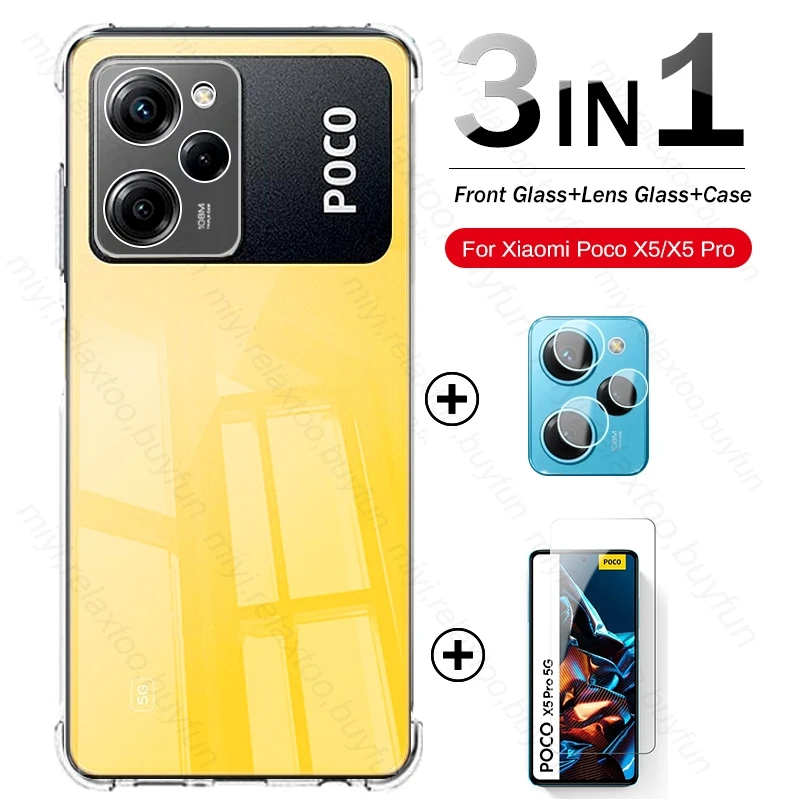 3to1 Screen Protector Tempered Glass Case For Poco X5 Pro 5g Camera ...