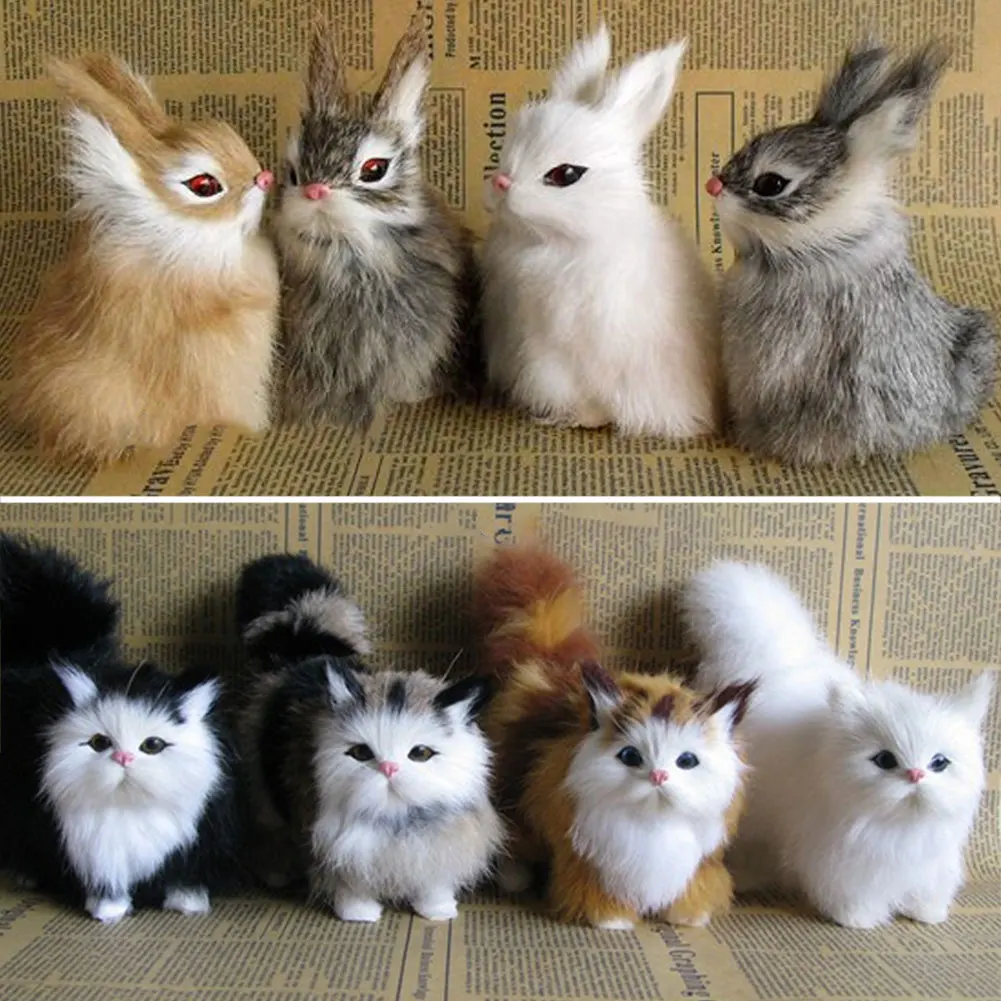 Mini-Cat-Rabbit-Fox-Owl-Simulation-Fur-Model-Plush-Cats-Action-Figures ...