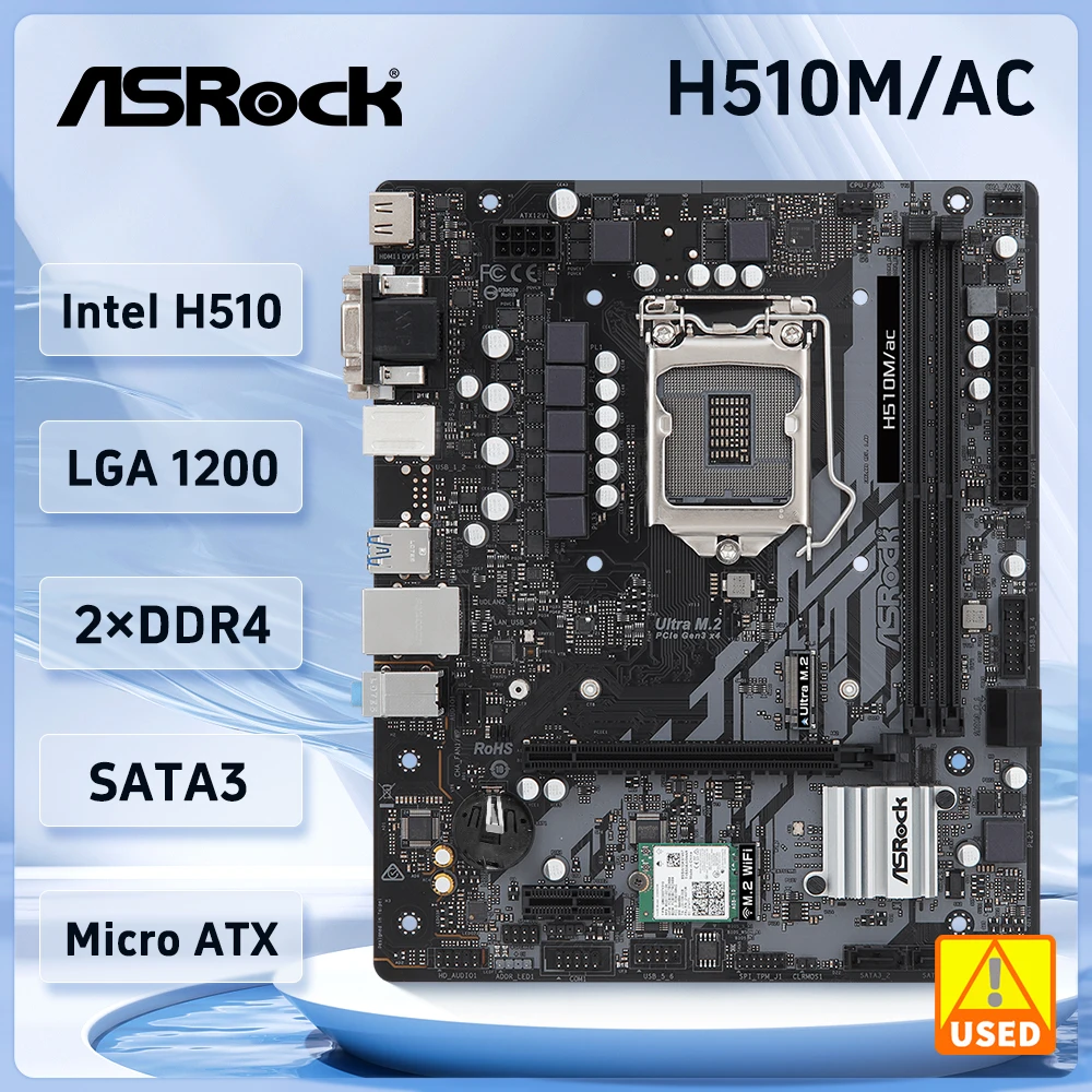 ASRock-H510M-AC-Motherboard-LGA-1200-Intel-H510-2-DDR4-64GB-PCI-E-4-0 ...