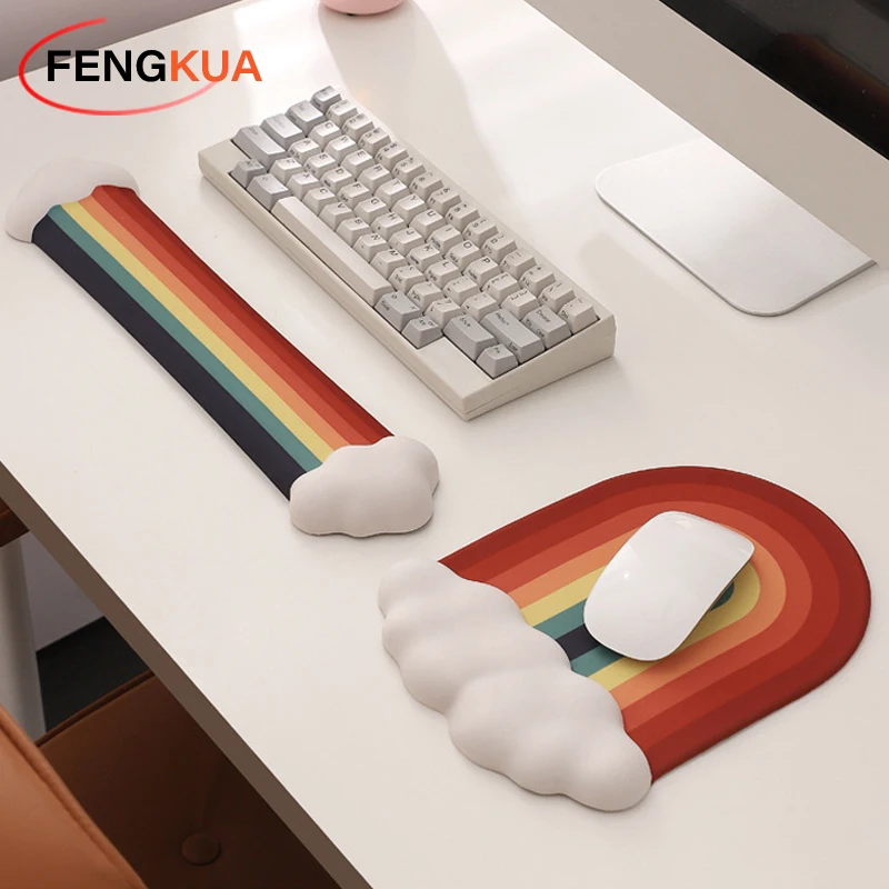 Rainbow-Mouse-Pad-Keyboard-Wrist-Rest-Memory-Foam-Silicone-Ergonomic ...