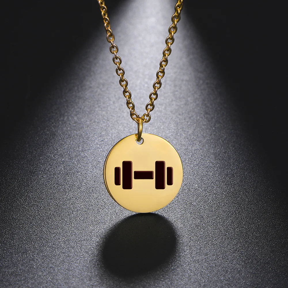 Cazador Dumbbell Exercise Fitness Necklace for Men Women Stainless ...