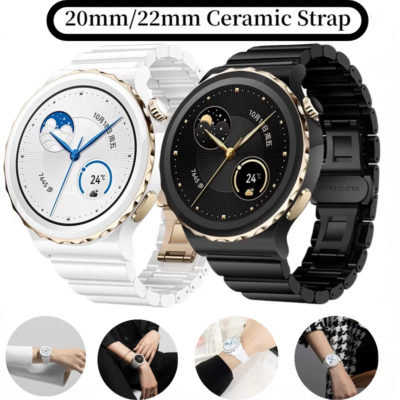 22mm 20mm Ceramic Strap For Huawei Watch GT3 Pro 46mm/43mm Metal ...