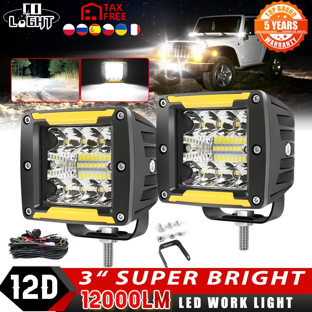CO-LIGHT-New-3-LED-Work-Light-Off-Road-Spotlight-Flood-Combo-Led-Beams ...