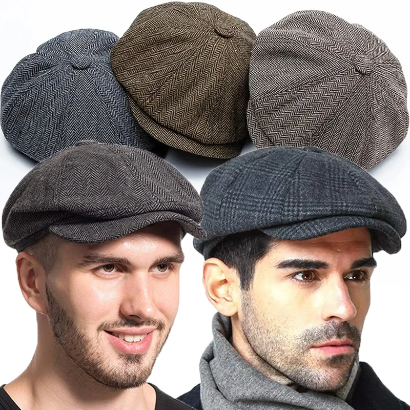 Hat-Men-Beret-Cabbie-Driving-Hunting-Caps-Vintage-Tweed-Peaky-Blinders ...