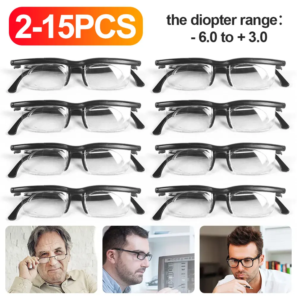 2-15pcs-Adjustable-Strength-Glasses-Non-Prescription-Reading-glasses ...