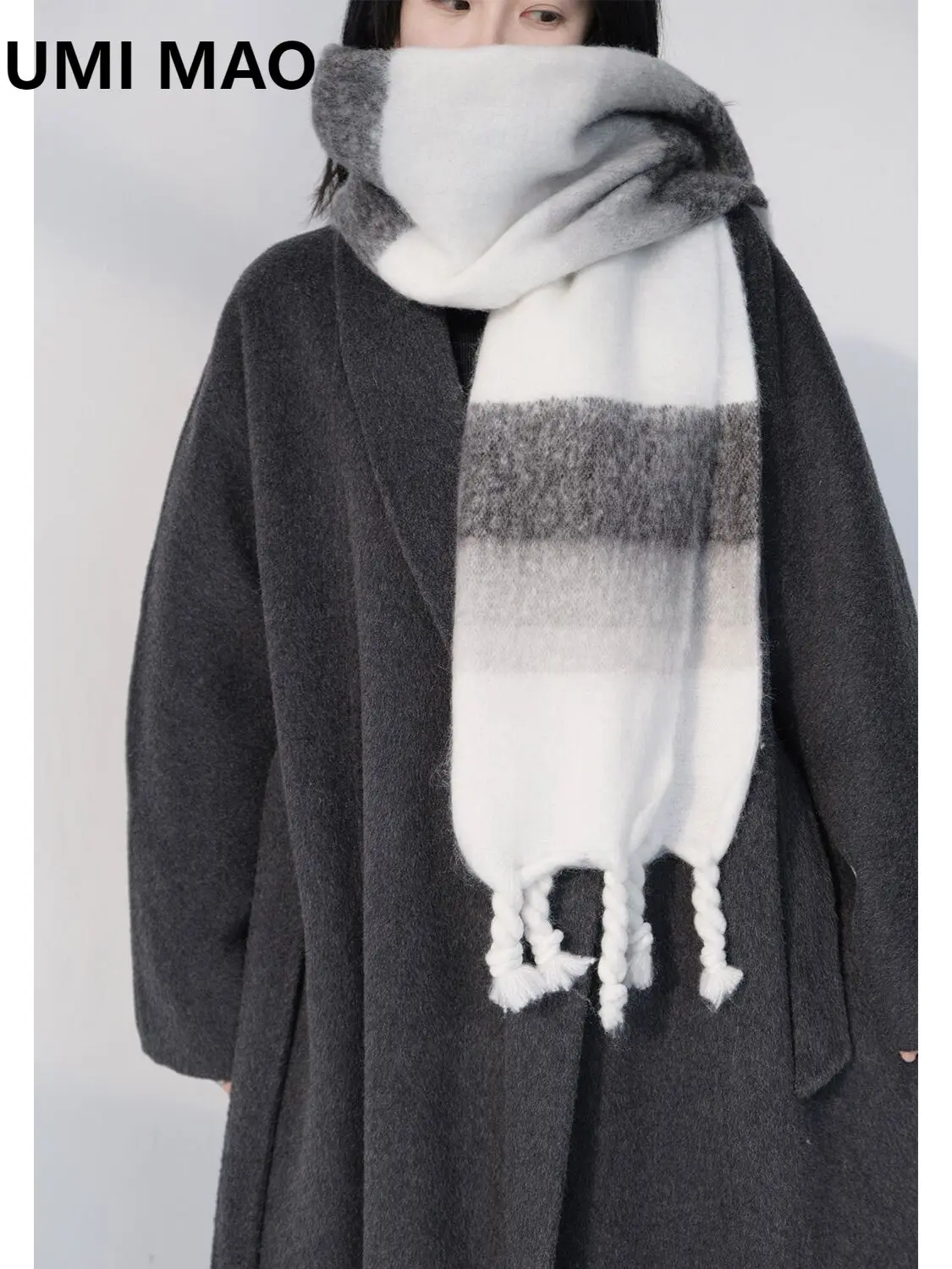 UMI-MAO-Niche-High-end-Gradient-Color-Blocked-Mohair-Scarf-With-Winter ...