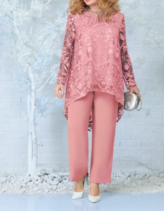 Plus-Size-Summer-Fashion-Elegant-Lace-Party-Two-Piece-Set-for-Women-s ...