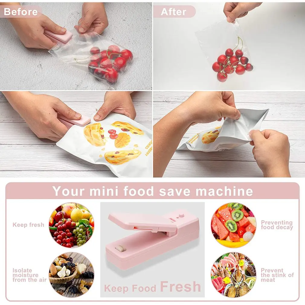 Mini scellant,WHITE--Machine À Sceller À Chargement Usb, Sac D ...