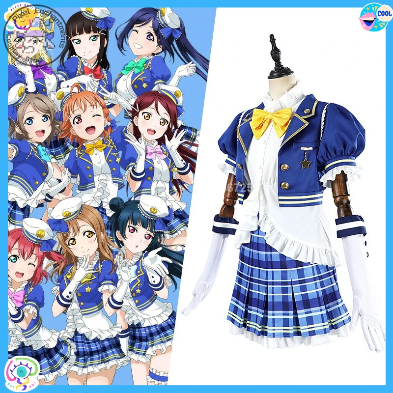 LoveLive Aqours Cosplay Costume Women Anime Role Playing Navy Awakening ...
