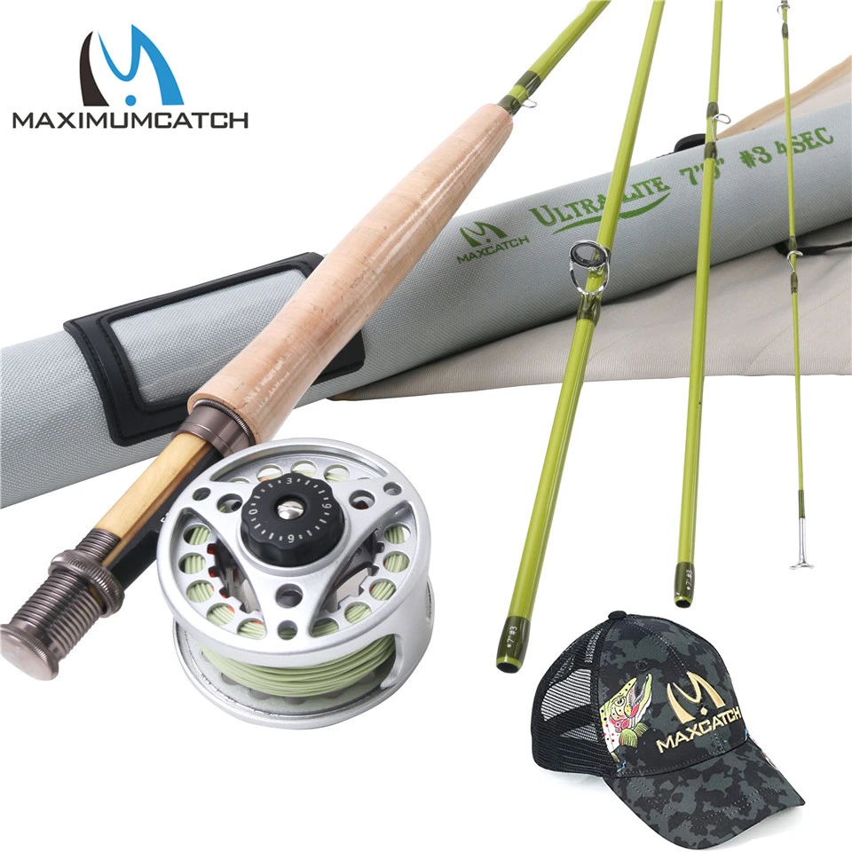 Maximumcatch 2/3WT 6/6.5/7/7.5FT Fly Rod Combo Medium Fast Fly Fishing ...
