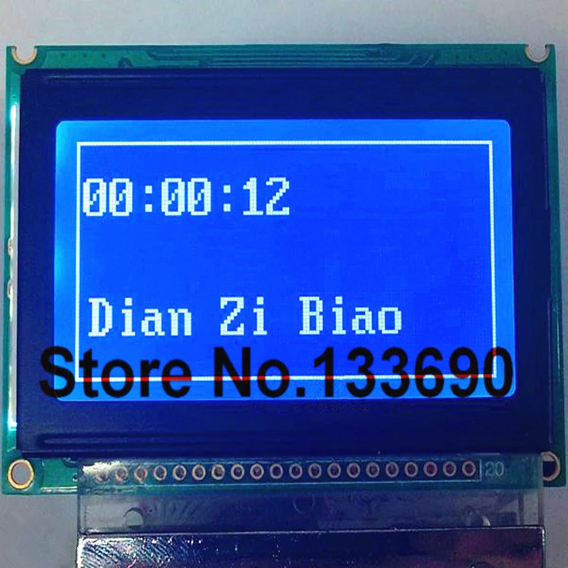 1pcs 5v 128x64 75mmx52.7mm Dots Graphic Blue Lcd Display Module Ks0107 Ks0108 Controller New ...