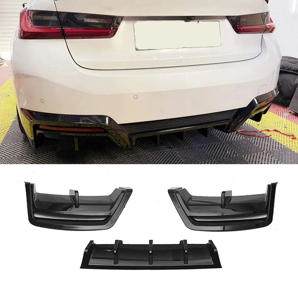 Glossy-Black-Car-Rear-Bumper-Diffuser-Rear-Side-Splitters-Spoiler-Lip ...