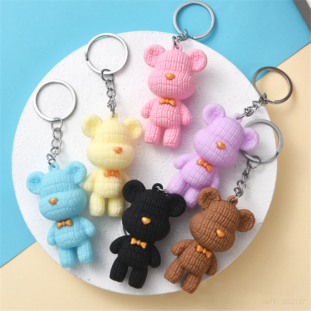 Cute-Soft-Rubber-Bear-Pendant-Keychains-For-Women-Car-Key-Chains-Animal ...