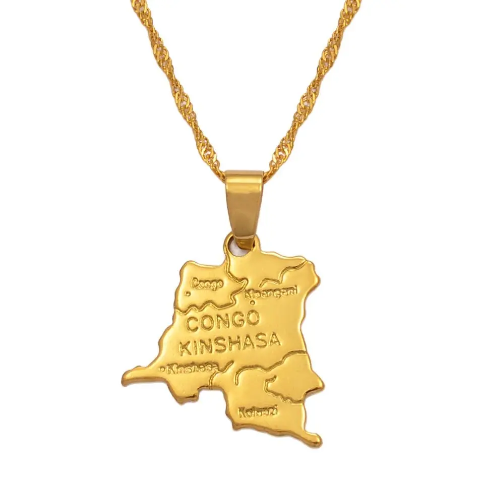 Pendant Necklace Chain | Congo Gold Necklace | Congo Map Necklace ...