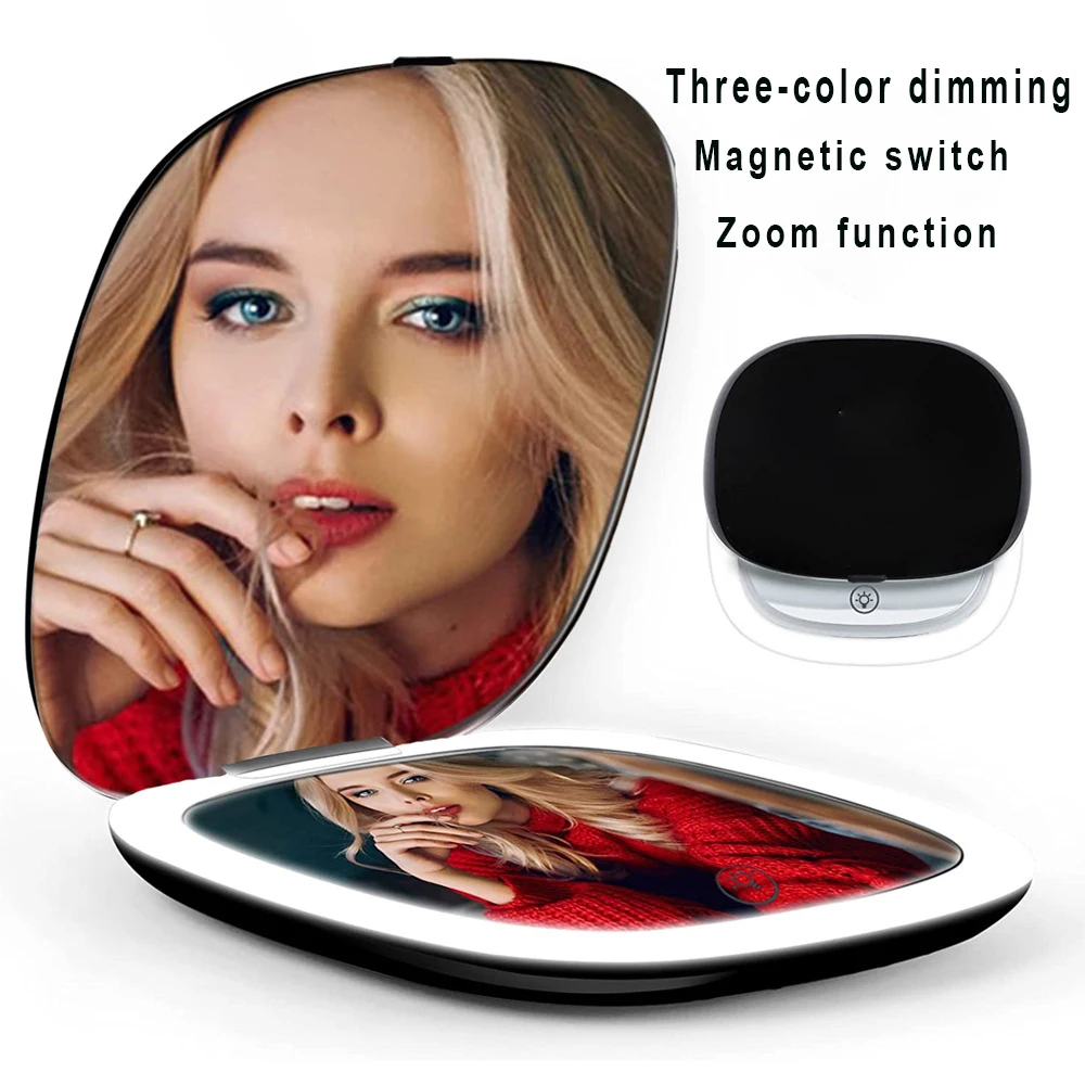 Makeup Mirror with Lights 1pc Glass Mirror Dimmable LED Lights Mini ...