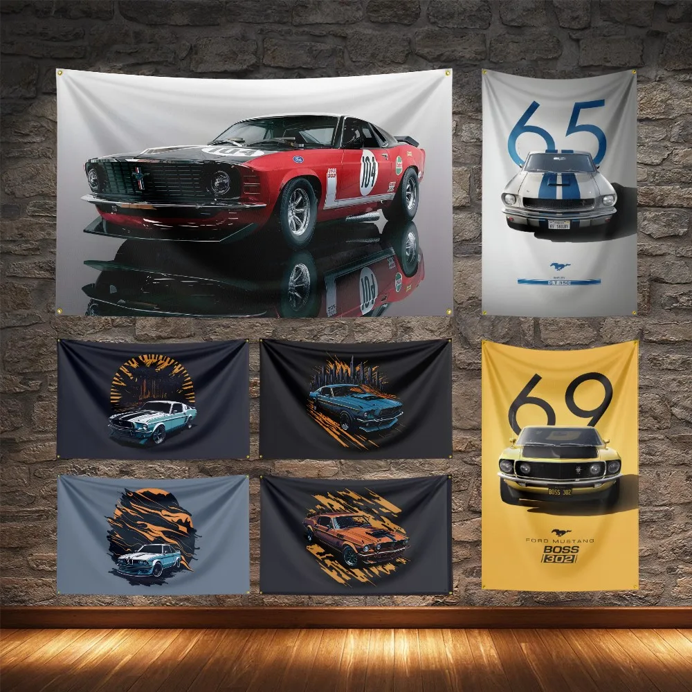 Muscle-Mustang-Boss-302-Car-Flag-Polyester-Digital-Printing-Racing-Cars ...