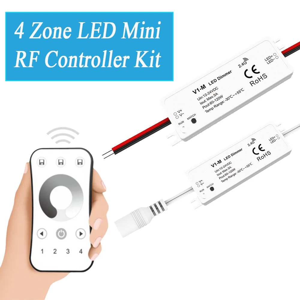 4-Zone-LED-Mini-RF-Controller-KIT-1-CH-Single-Color-LED-Dimmer-DC12V ...