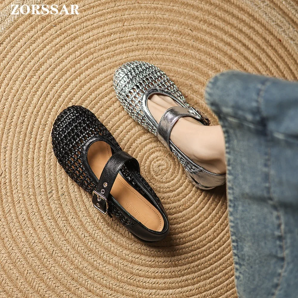 Mesh Black Ballet Shoes Female Summer New Flat Hollow Mesh Breathable ...