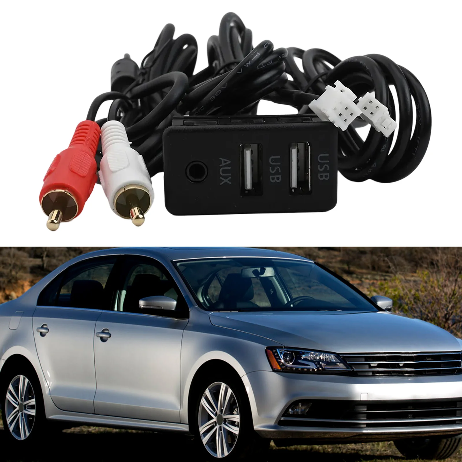 Car Dual USB+AUX Socket Base Car Dash Mount Dual USB+AUX Port Panel ...