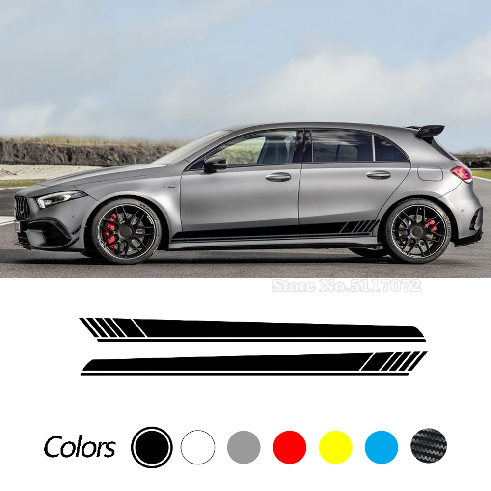 Car Side Body Sticker Stripe Skirt Diy Decal For Mercedes Benz A Class ...