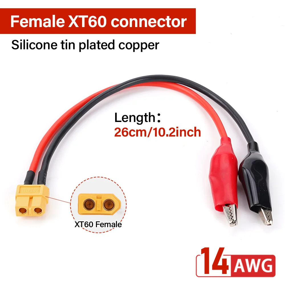 RC Cable XT60 Connector Cable Alligator Clips 14AWG 20cm Cable Wire For ...