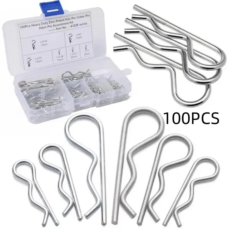 100PCS Metal Pins R-type Pin Tractor Clip Mechanical Hitch Pin Carbon ...