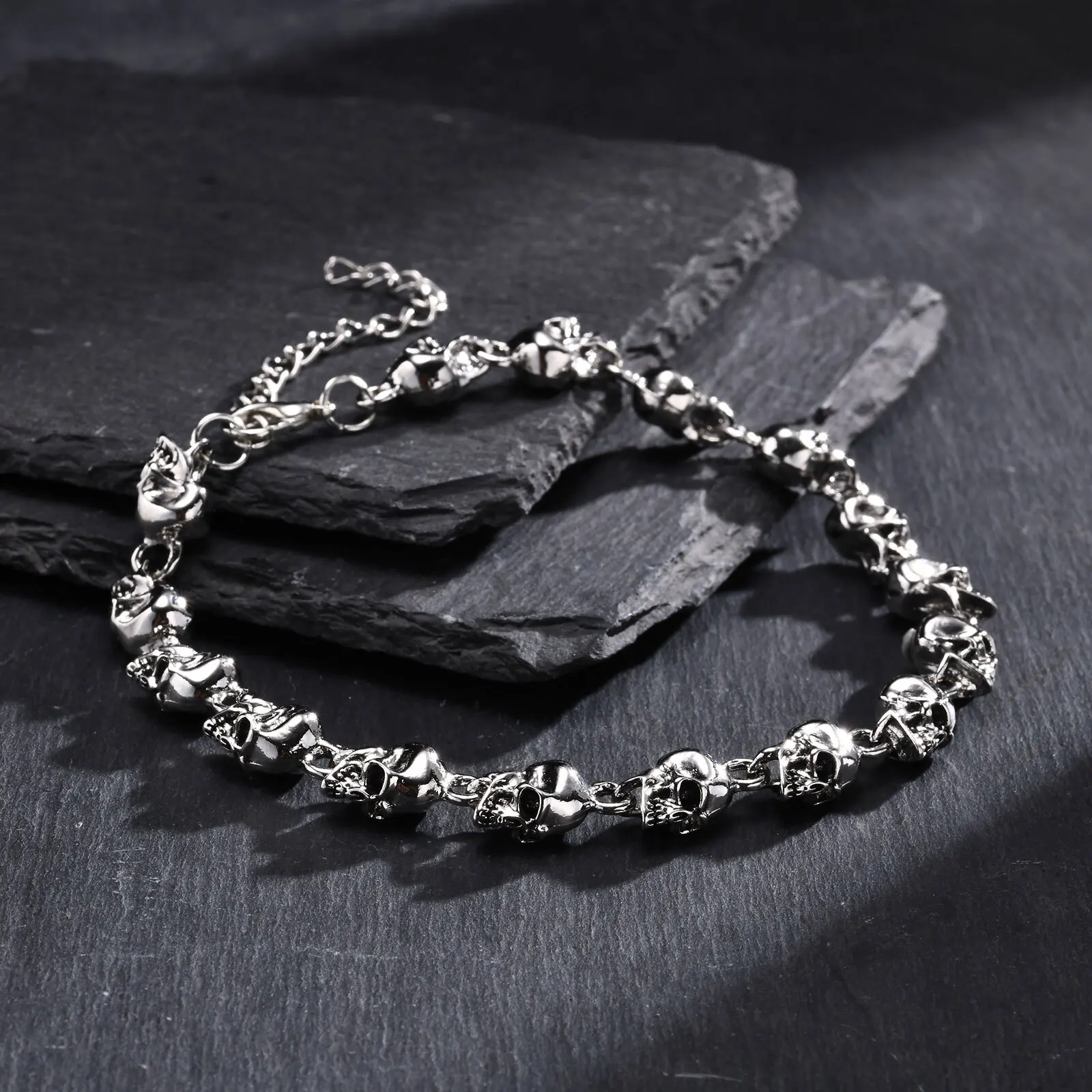 Gothic Full Skull Ghost Head Bracelet for Men,Rock Punk Motorcycle ...