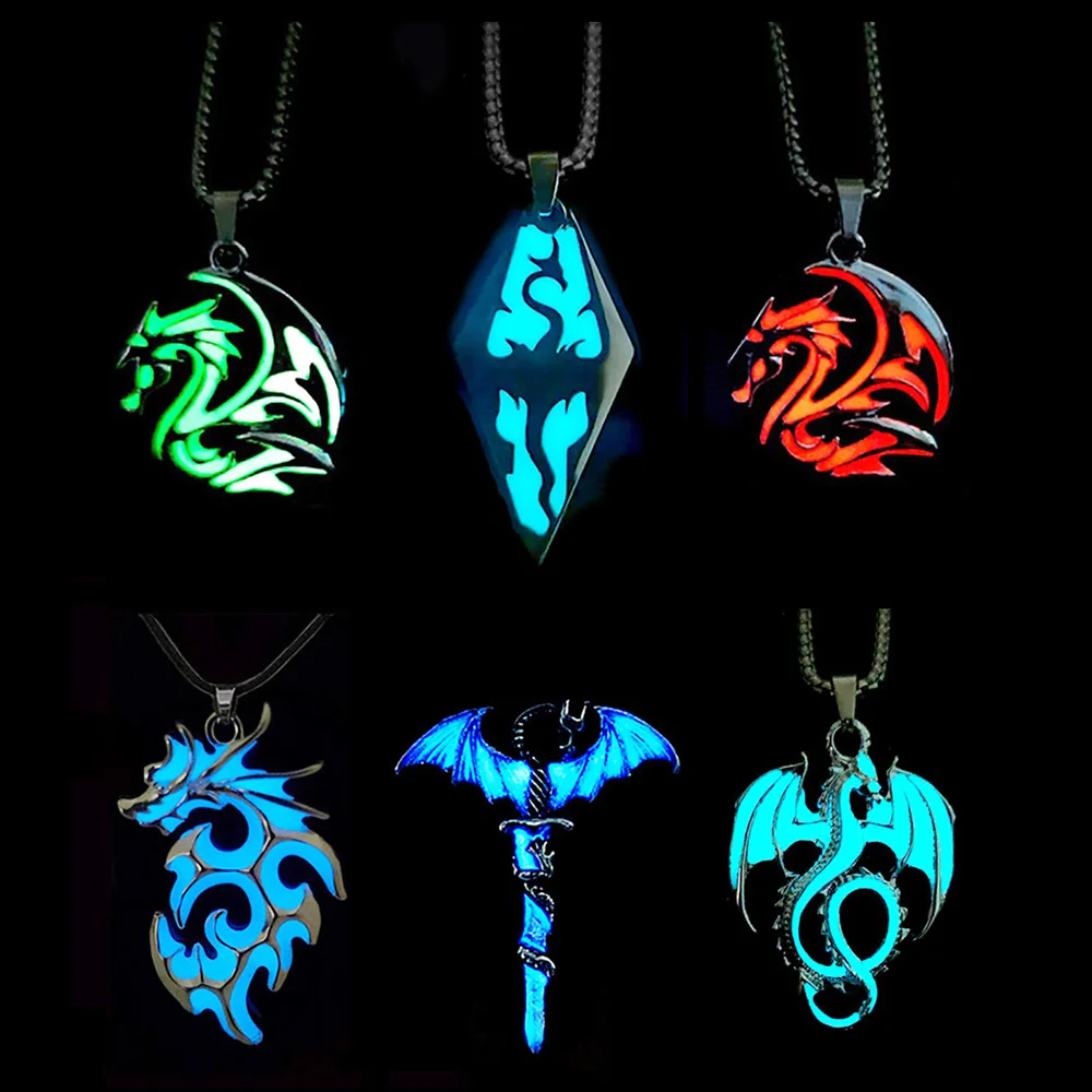Hiphop-Rock-Stainless-Steel-Chain-Luminous-Alloy-Dragon-Pendant-Glowing ...