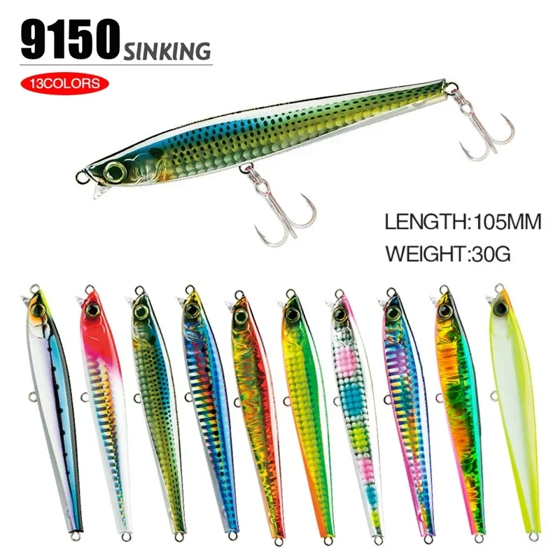 Minnow-Slow-Sinking-Fishing-Lures-105mm-30g-Jerkbait-Bass-Pike-Carkbait ...