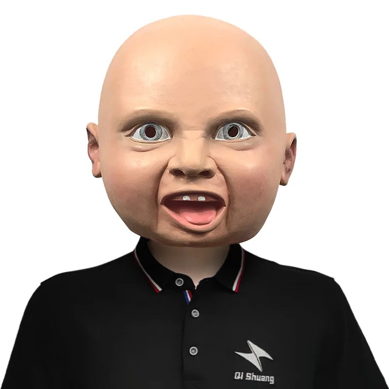 Realistic-Crying-Baby-Mask-Halloween-Bar-Cosplay-Prop-Latex-Full-Head ...