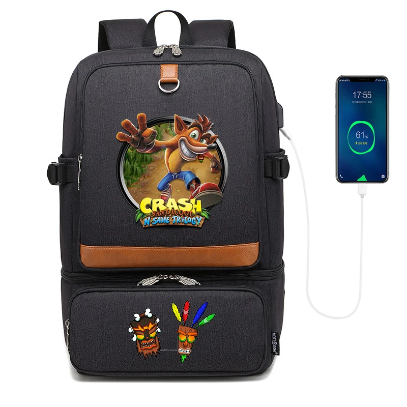 Game Crash Bandicoot Laptop Backpack Compartment USB Waterproof ...