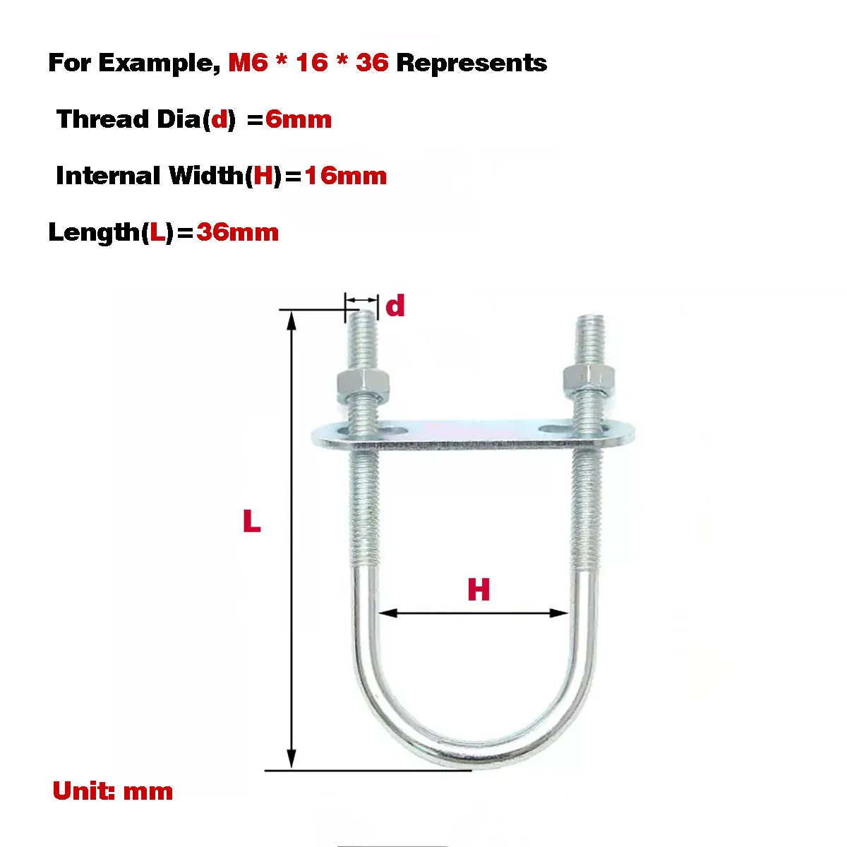 Extended-Galvanized-U-Bolt-U-Screw-U-Clamp-Riding-Bolt-Clip-Hoop ...