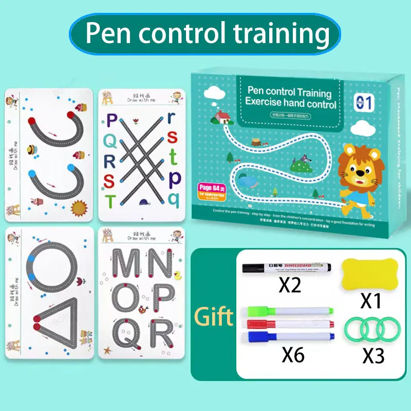 Training-Kindergarten-Erasable-Magical-Tracing-Workbook-Set-Pen-Control ...