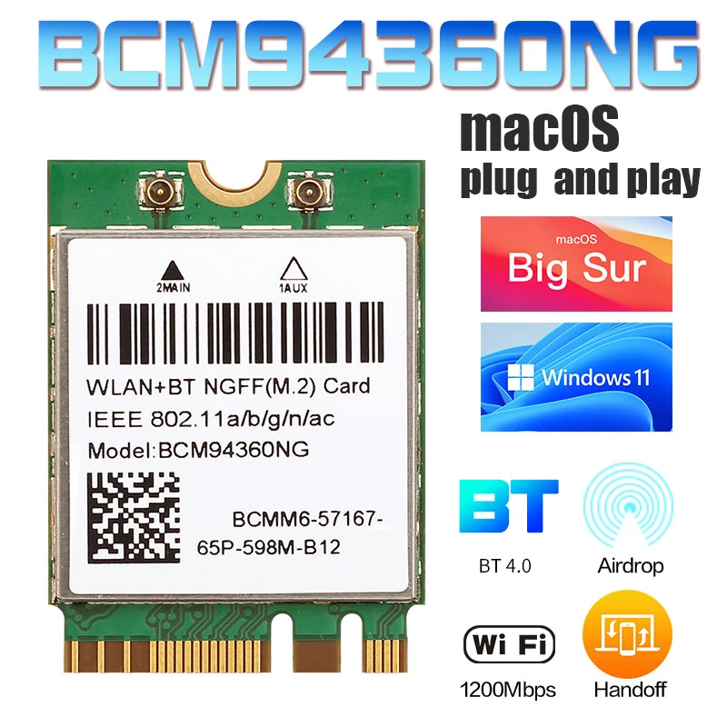Wifi Bluetooth Card Bcm94360cs2 | Bcm94360cs2 Card Ngff | Wlan ...