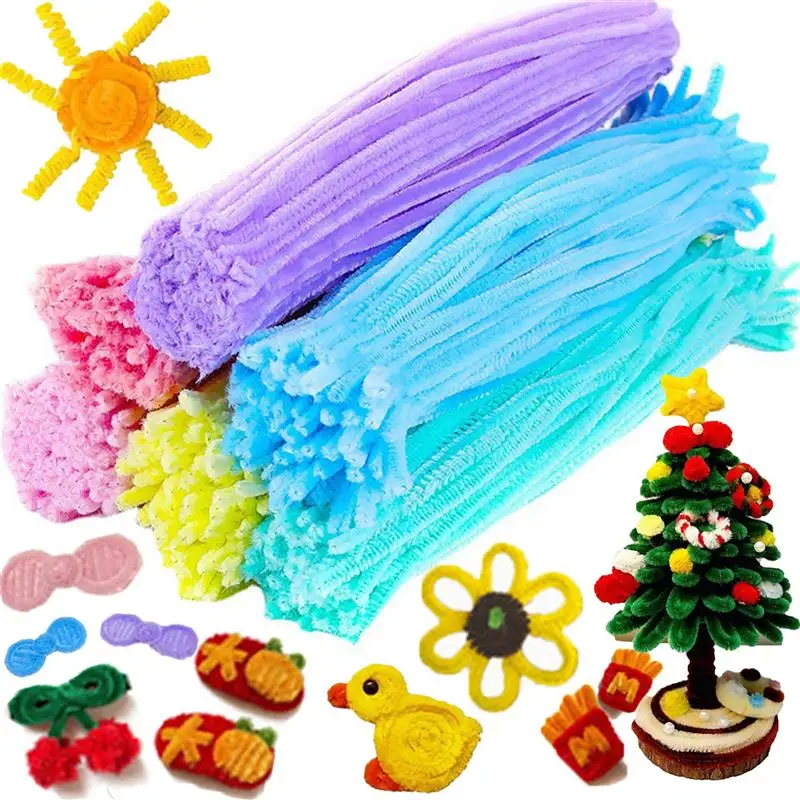 100pcs Twisting Stick Fluffy Stems Wire Easy To Bend DIY Children ...
