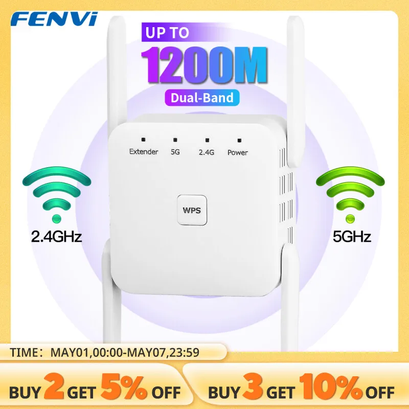 FENVI-1200Mbps-5Ghz-Wireless-WiFi-Repeater-Booster-2-4G-5GHz-Wi-Fi ...